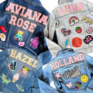 Girls Pink Letter Patch Jean Jacket Name Patch Jacket - Etsy