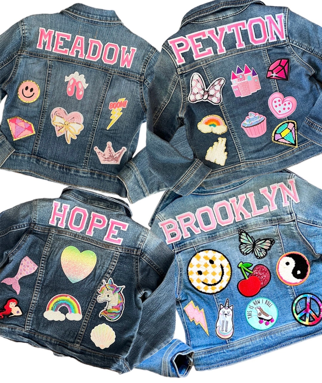 Girls Pink Letter Patch Jean Jacket | Name Patch Jacket | Toddler Girls ...