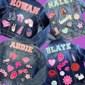 Girls Pink Letter Patch Jean Jacket | Name Patch Jacket | Toddler Girls ...