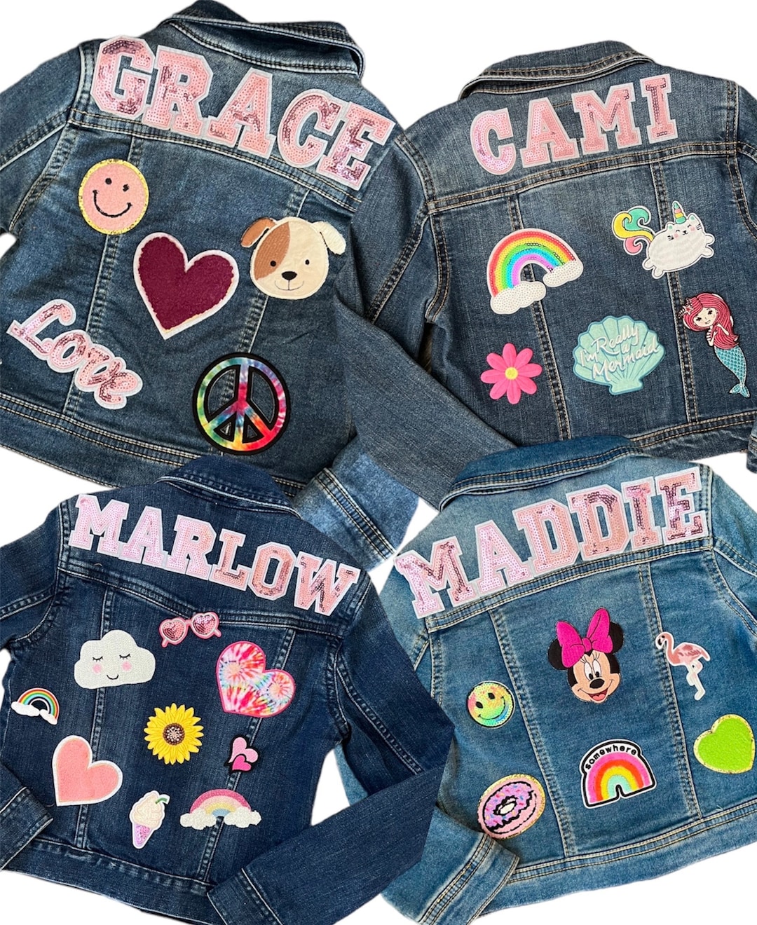 Girls Pink Letter Patch Jean Jacket | Name Patch Jacket | Toddler Girls ...