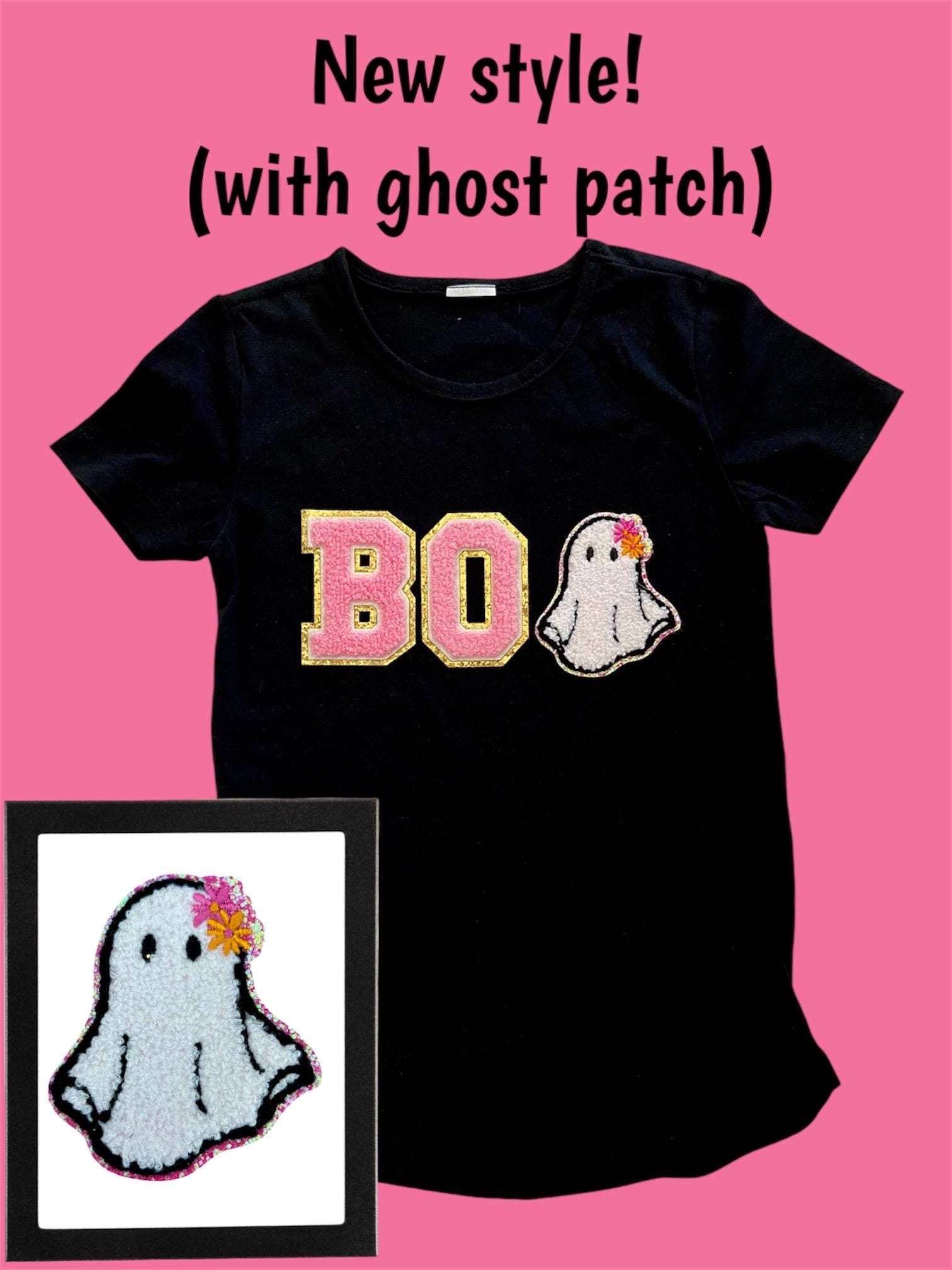 Boo Shirt, Girls Chenille Patch Shirt, Halloween Shirt, Patch Shirt ...