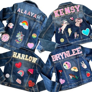 Girls Pink Letter Patch Jean Jacket Name Patch Jacket - Etsy
