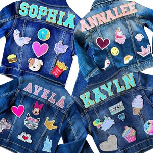 Girls Pink Letter Patch Jean Jacket Name Patch Jacket - Etsy