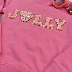 Jolly Sweatshirt, Girls Chenille Patch Top, Holly Jolly Shirt, Patch Sweatshirt, Minnie ...