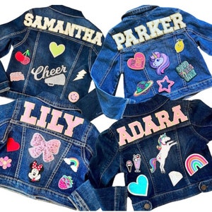 Girls Pink Letter Patch Jean Jacket Name Patch Jacket - Etsy