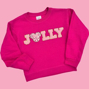 Jolly Sweatshirt, Girls Chenille Patch Top, Holly Jolly Shirt, Patch Sweatshirt, Minnie ...