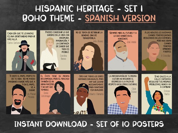 Hispanic Heritage Month Posters set 1 Boho Theme SPANISH - Etsy