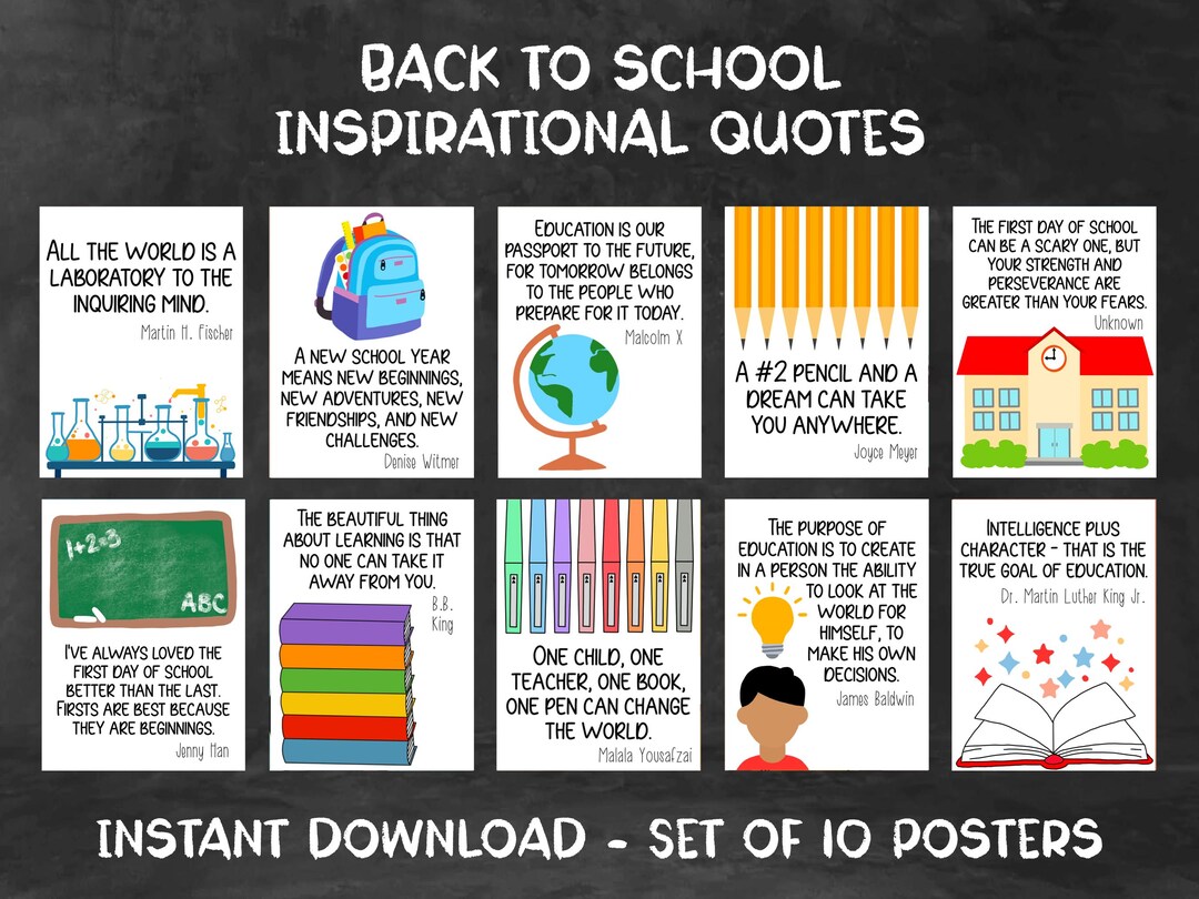 Back to School Inspirational Quotes Posters - Etsy