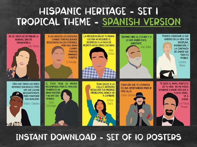 Hispanic Heritage Month Posters [set 2] - Boho Theme - SPANISH VERSION ...
