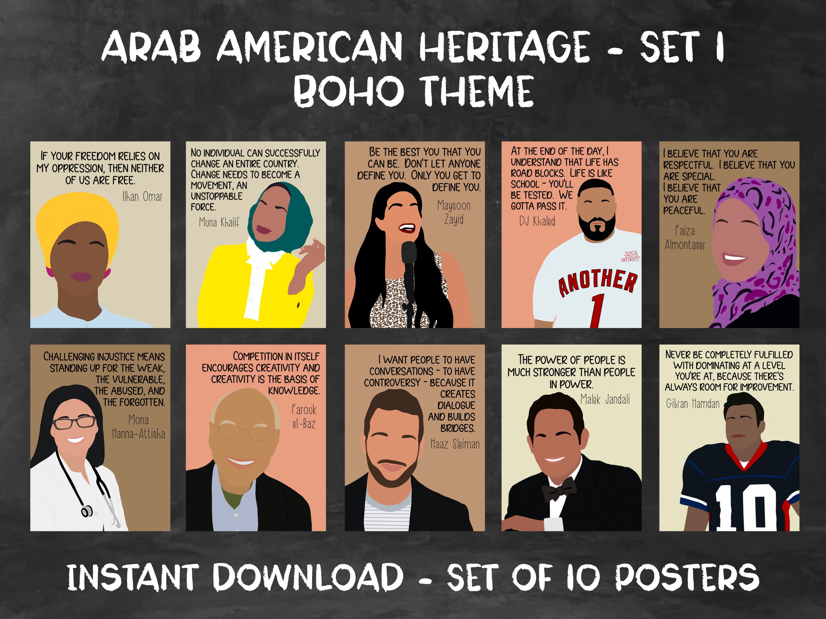 Arab American Heritage Month Posters [set 1] - Boho Theme - Etsy