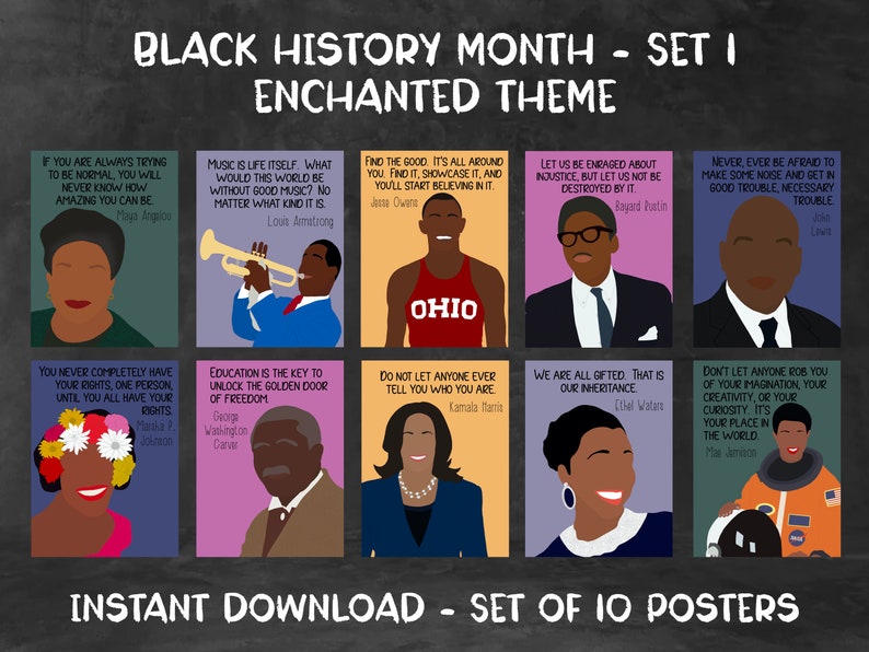 Black History Month Posters [set 1] - Enchanted Theme - Etsy
