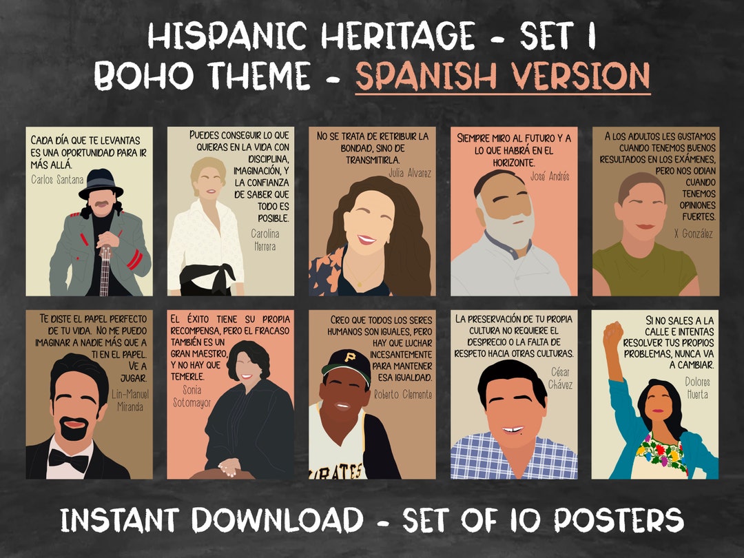 Hispanic Heritage Month Posters [set 1] - Boho Theme - SPANISH VERSION ...