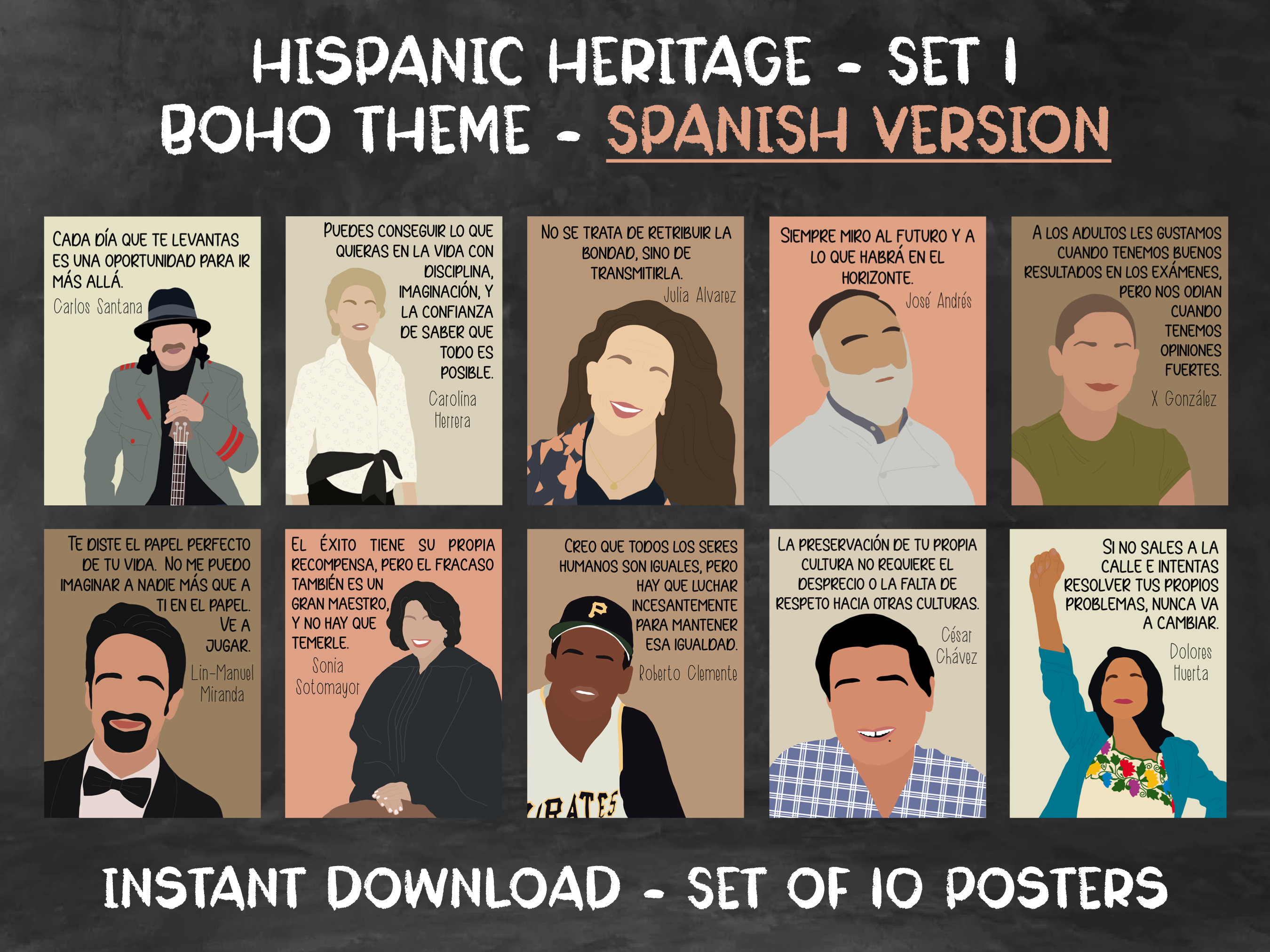 Hispanic Heritage Month Posters [set 1] - Boho Theme - SPANISH VERSION ...