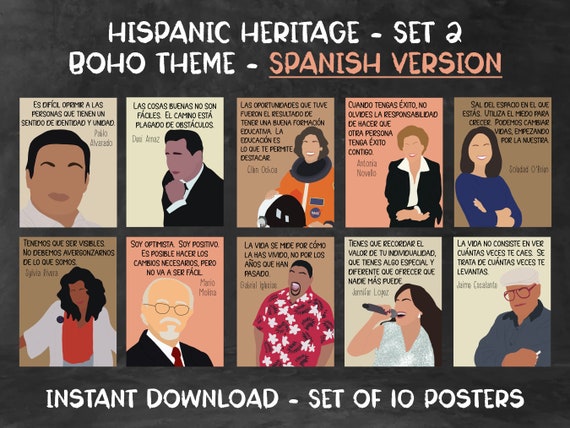 Hispanic Heritage Month set 2 Boho Theme SPANISH VERSION - Etsy