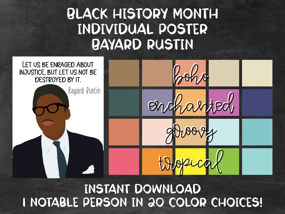 Black History Month [individual Poster Series] - Bayard Rustin - Etsy