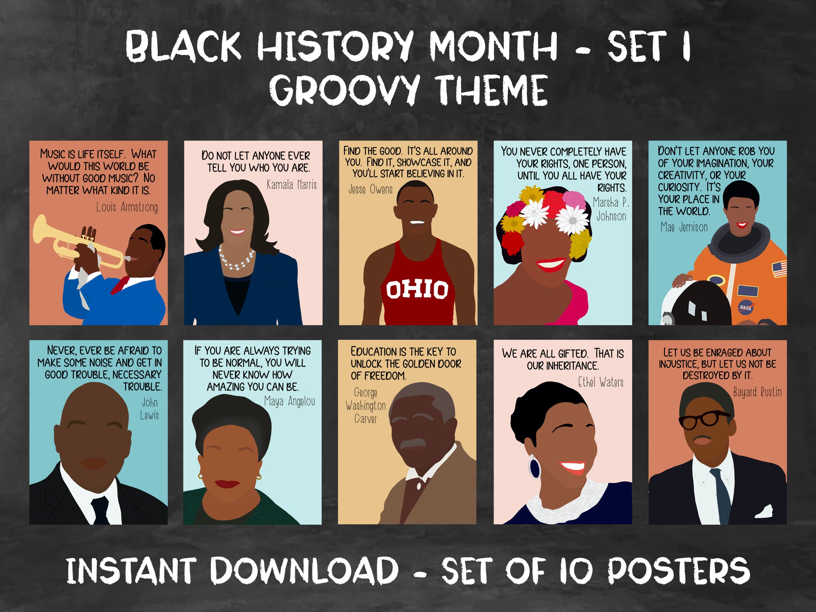 Black History Month Posters [set 1] - Groovy Theme - Etsy