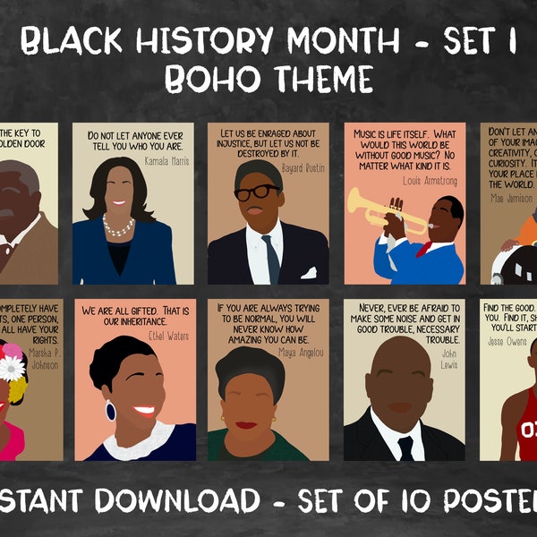 Black History Month Faceless Posters - Etsy