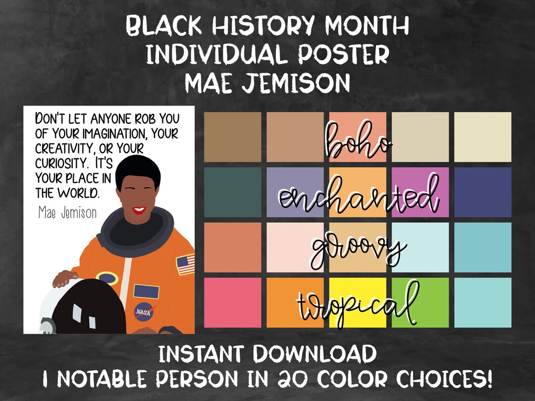 Black History Month [individual Poster Series] - Mae Jemison - Etsy