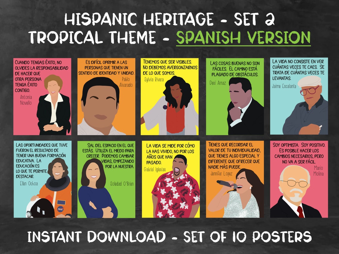 Hispanic Heritage Month Posters set 2 Boho Theme SPANISH - Etsy