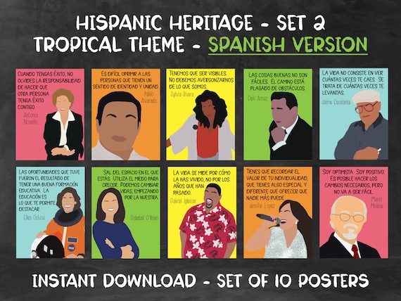 Hispanic Heritage Month Posters set 2 Boho Theme SPANISH - Etsy