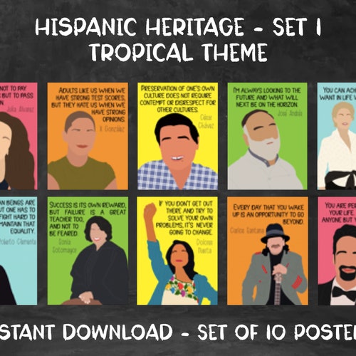Hispanic Heritage Month Posters set 1 Groovy Theme - Etsy