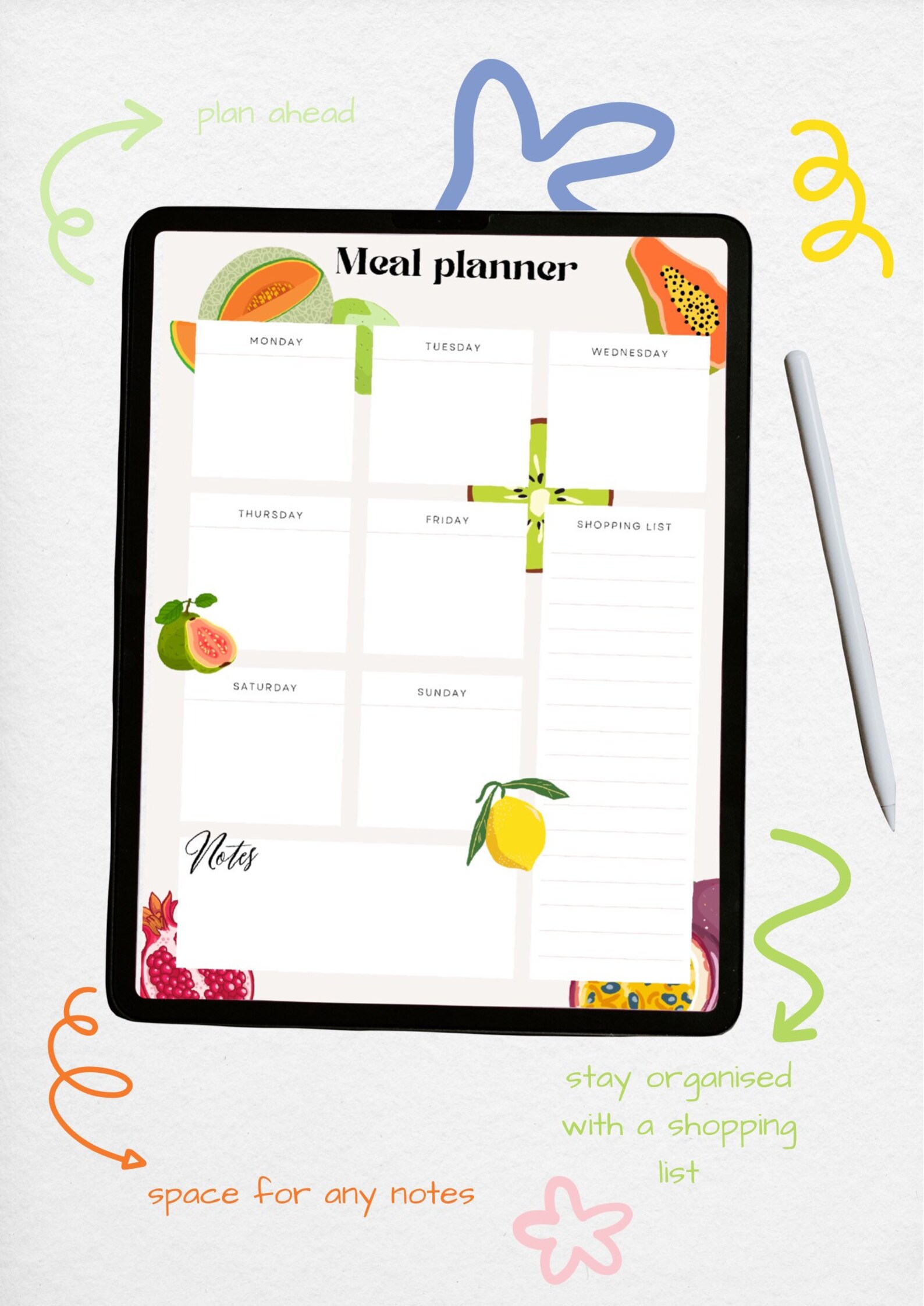 Meal Planner Printable | Food Journal, Meal Prep, Shopping List, Food ...