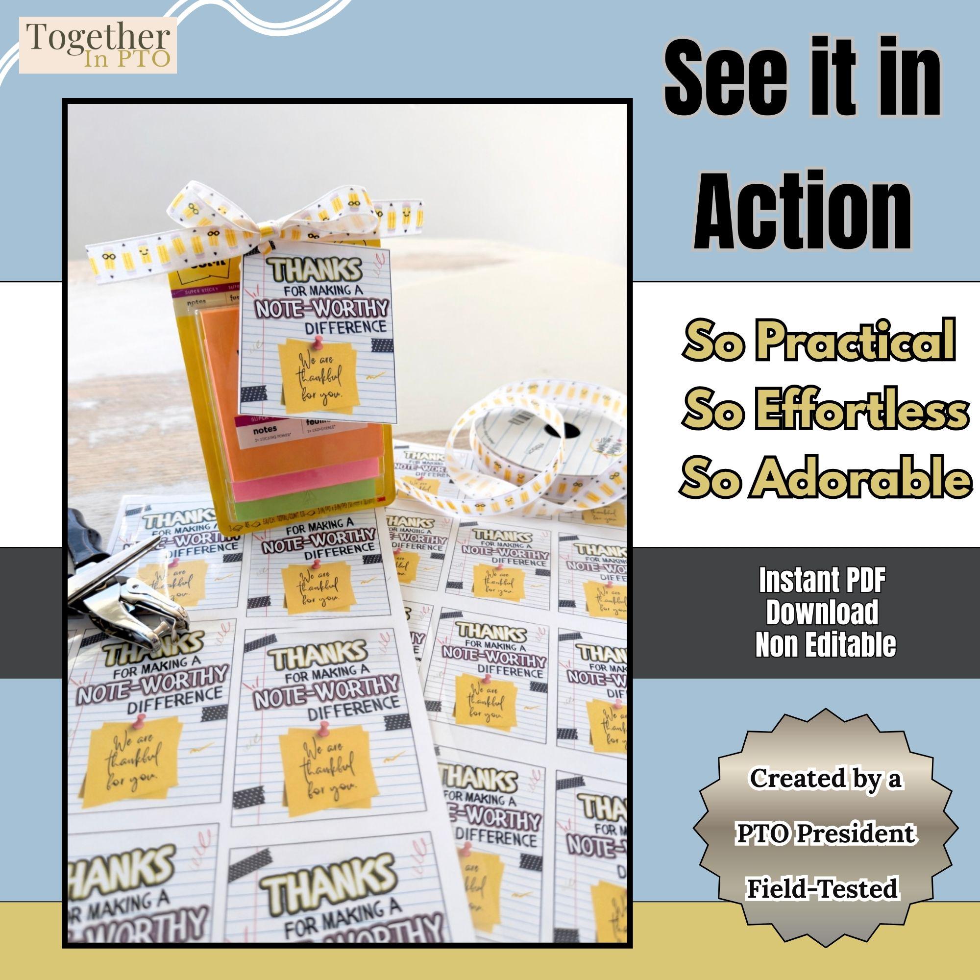 Sticky Note Teacher Gift Printable, Teacher Appreciation Gift Idea, PTO ...