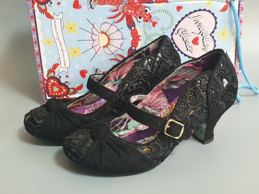 Irregular Choice Black Suede and Lace Shoes With Strap, EU 37 UK 4 ...