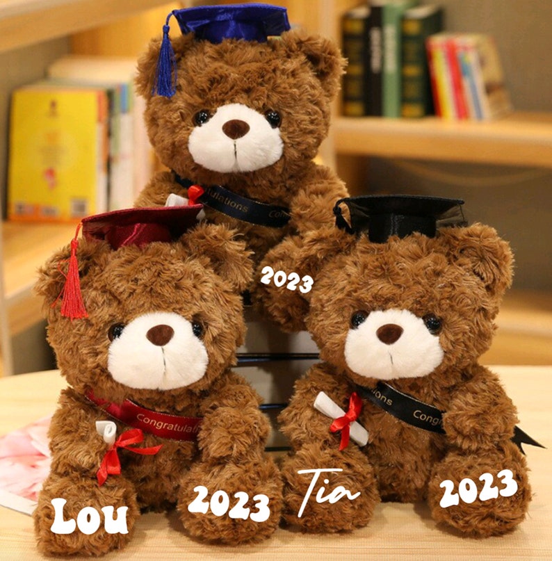 Personalized Cute Fuzzy Plush Graduation Bears Kindergartner - Etsy