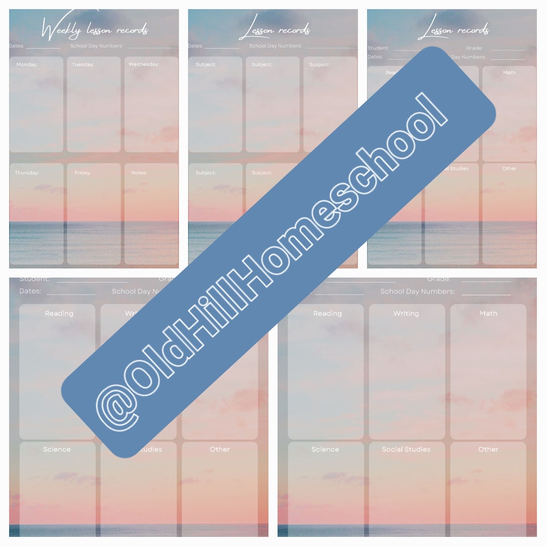 Printable Homeschool Planner Pages: Lesson Plan Records - Etsy