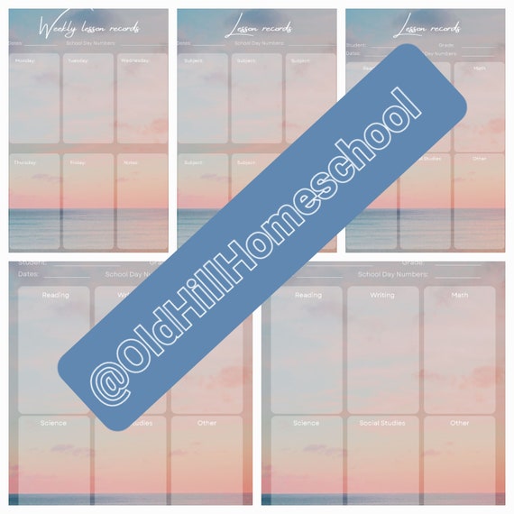 Printable Homeschool Planner Pages: Lesson Plan Records - Etsy