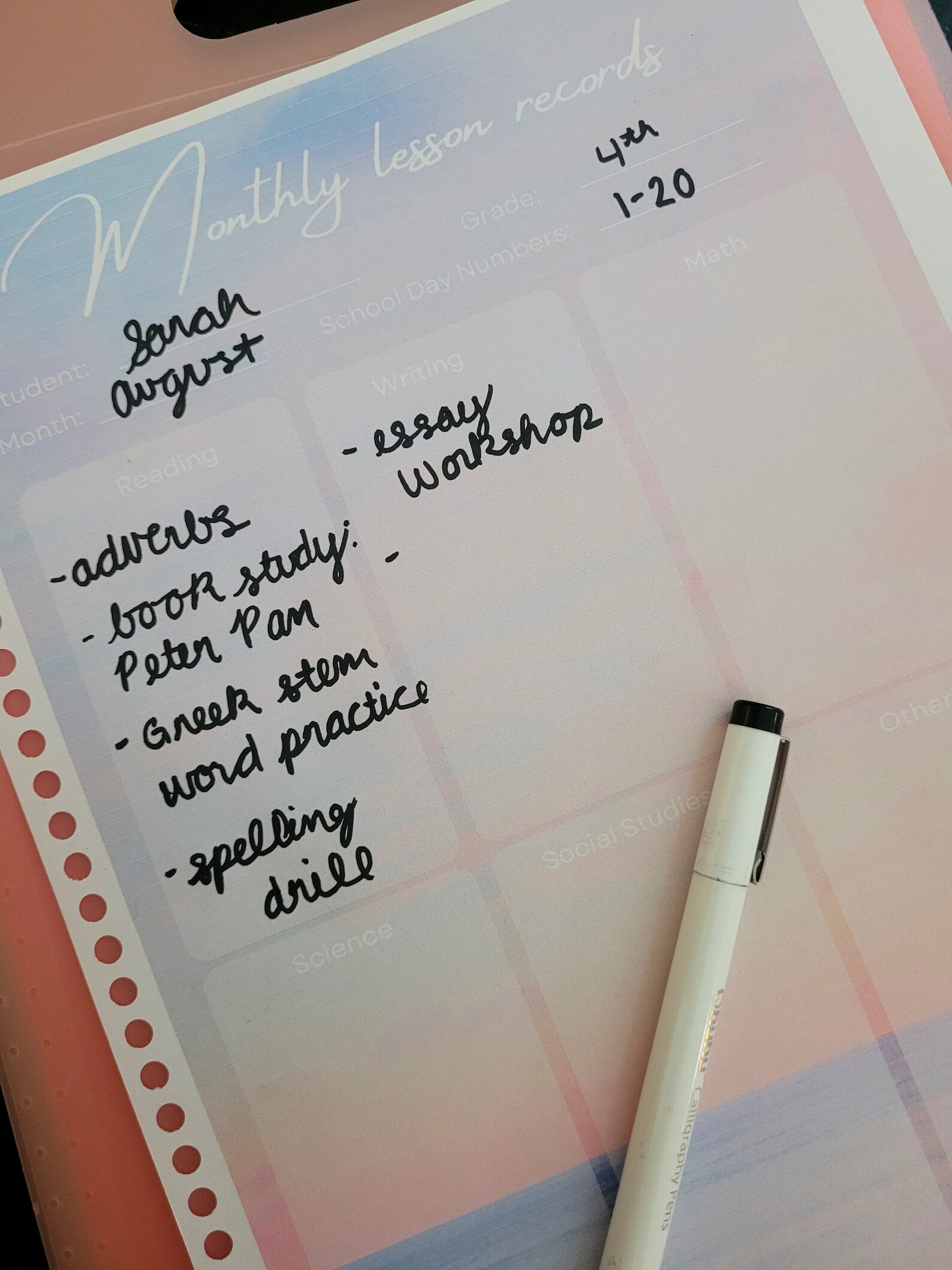 Printable Homeschool Planner Pages: Lesson Plan Records - Etsy