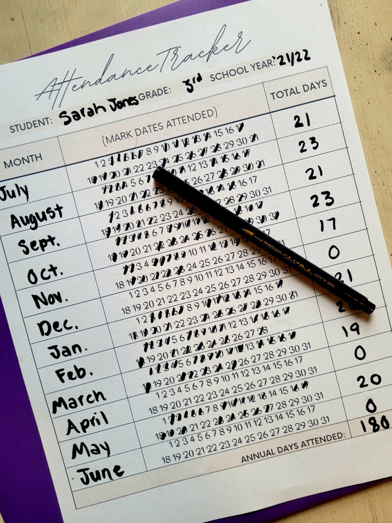 Universal Attendance Tracker / Minimalist Homeschool Attendance Sheet ...