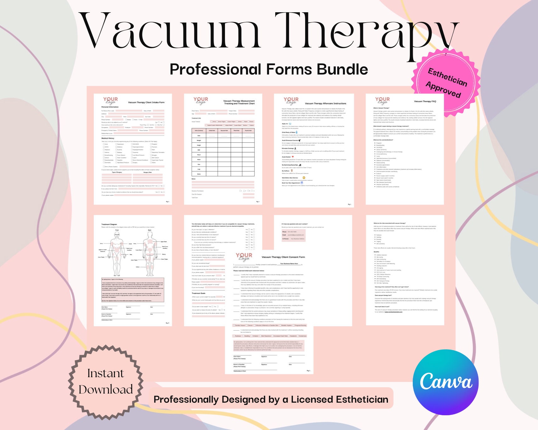 Editable/customizable Vacuum Therapy Forms Set Client Intake, Consent ...