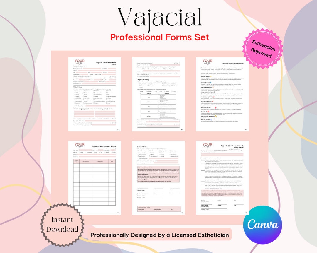 Editable/customizable | Vajacial Forms Set | Client Intake, Consent ...