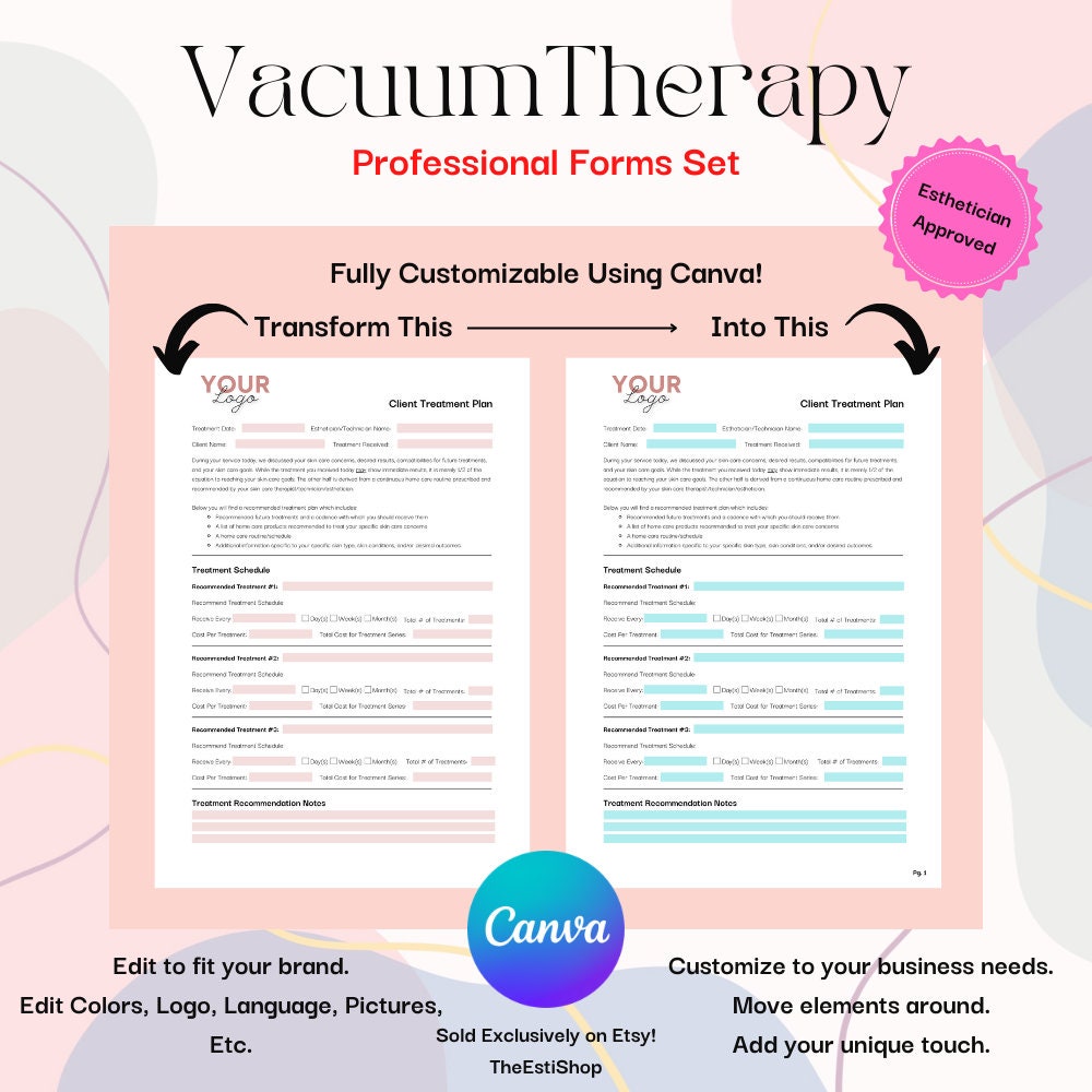 Editable/customizable | Vacuum Therapy Forms Set | Client Intake ...