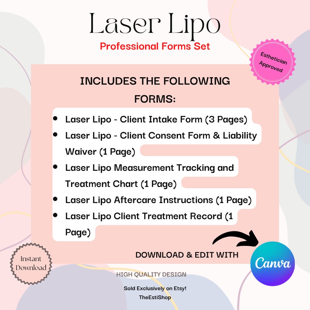 Editable/customizable | Laser Lipo Forms | Client Intake, Consent ...