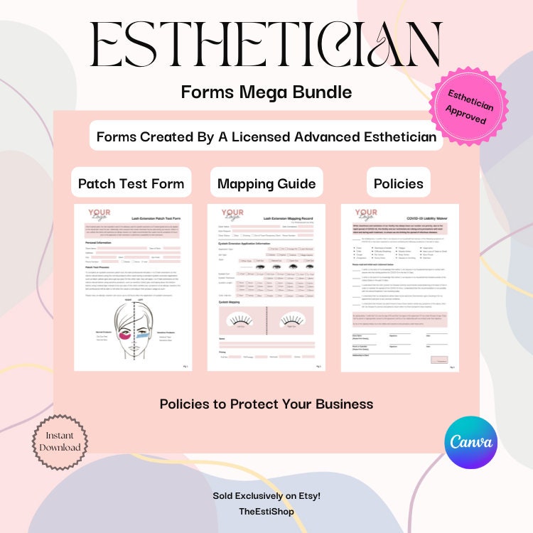 Editable/customizable | Esthetician Forms Mega Bundle | Client Intake ...