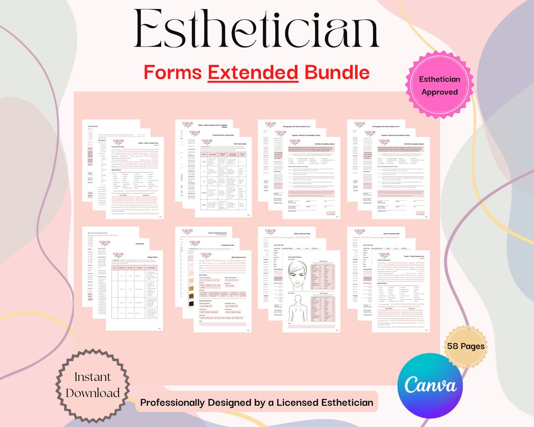 Editable/customizable | Esthetician Forms Extended Bundle | Client ...