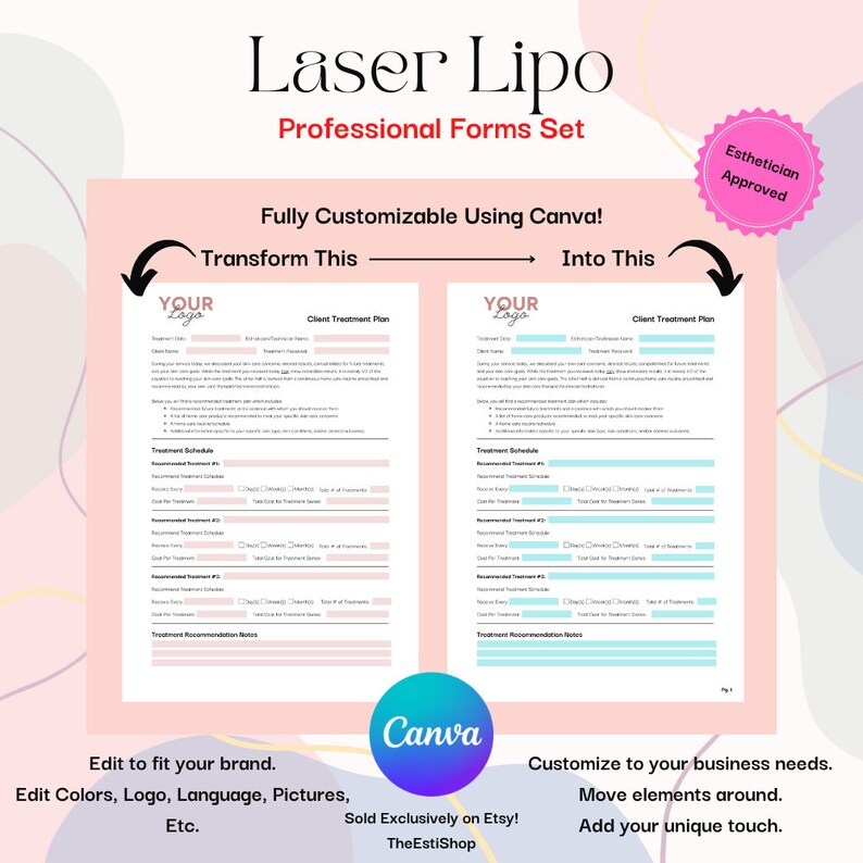 Editable/customizable | Laser Lipo Forms | Client Intake, Consent ...
