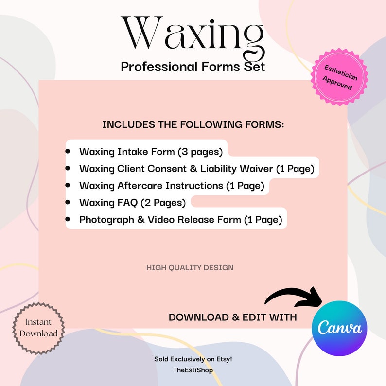 Editable/customizable Waxing Client Forms | Intake Forms | Client ...