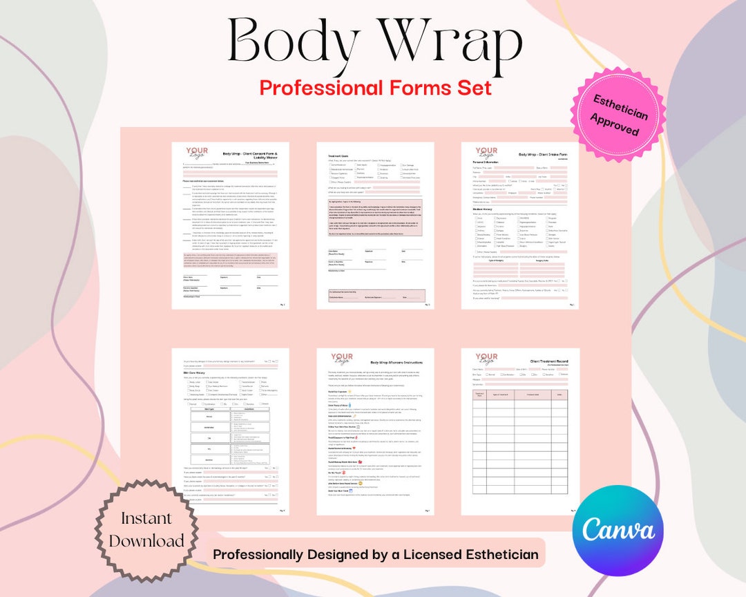 Editable/customizable | Body Wrap Forms Set | Client Intake, Consent ...