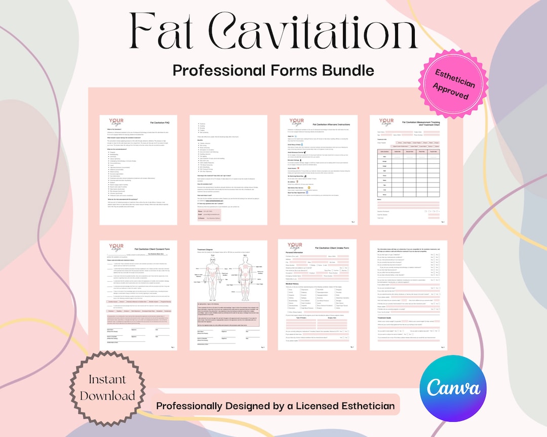 Editable/customizable | Fat Cavitation Forms Set | Client Intake ...