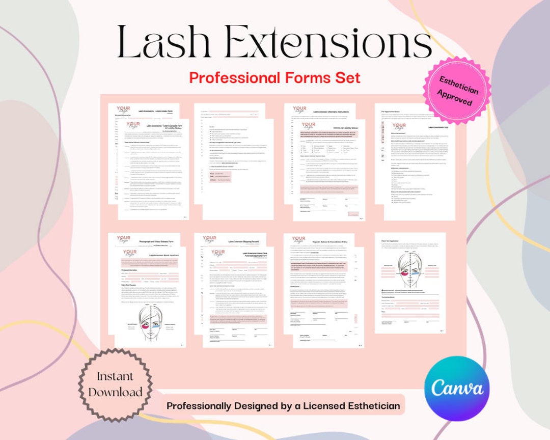 Editable/customizable Lash Extensions Client Forms Set Client Intake ...