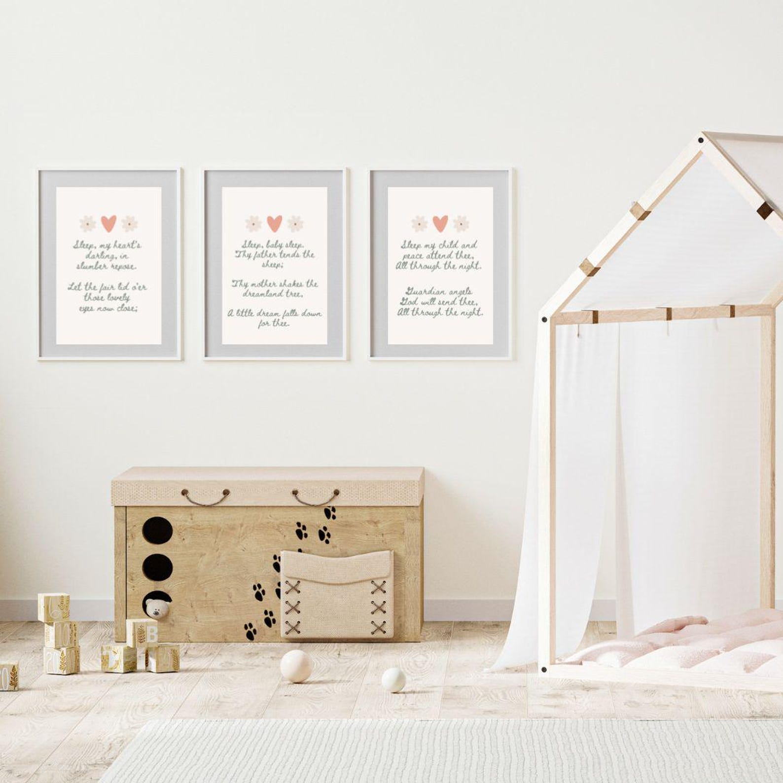 Set of 3 Nursery Rhyme Wall Art Verses for Baby Girl Nursery. Digital ...