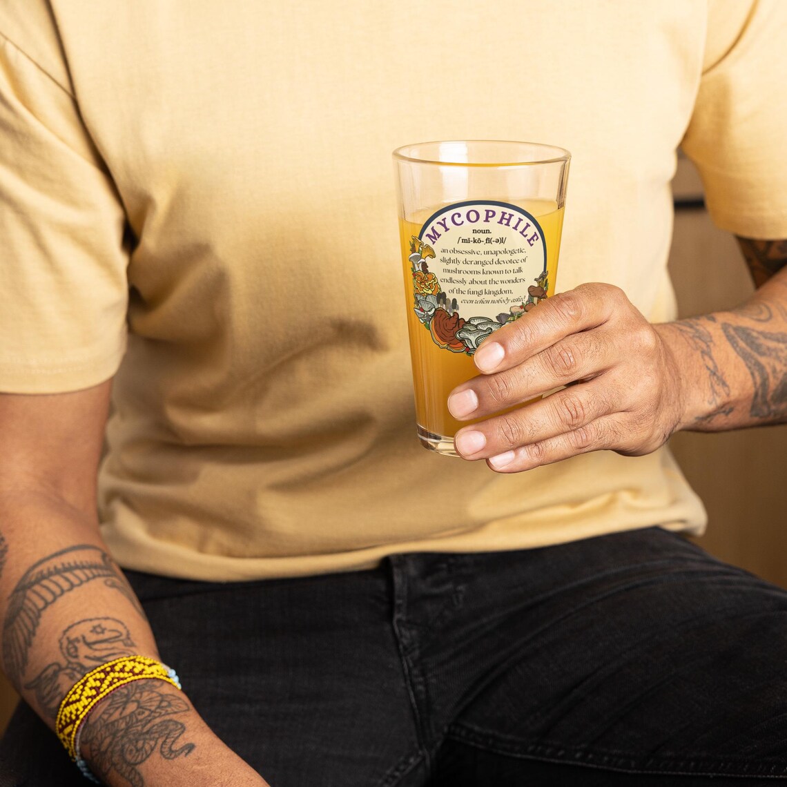 Mycophile Definition Pint Glass - Mushroom Lovers, Fungi Nerds ...