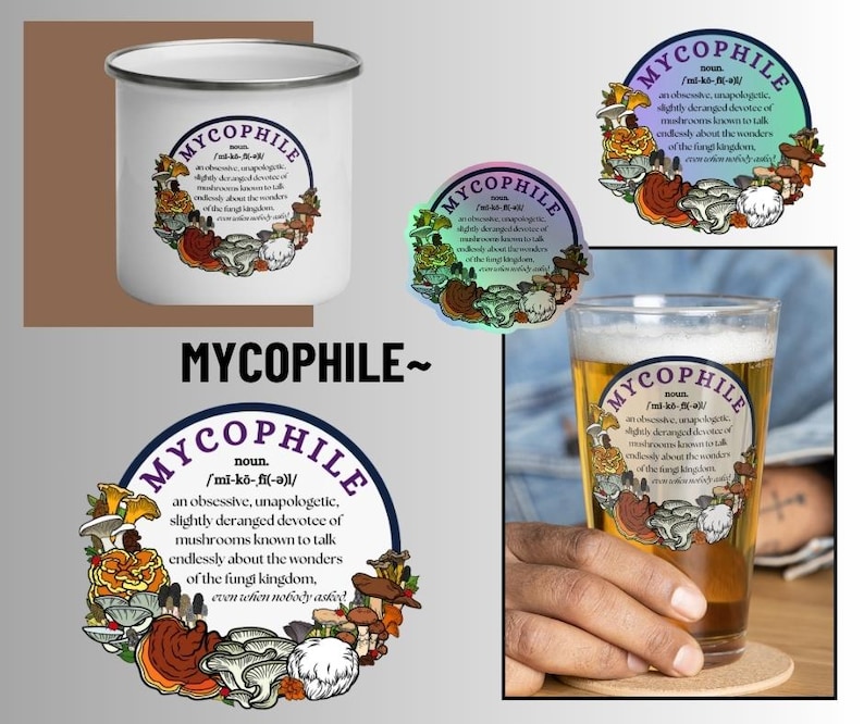 Mycophile Definition Pint Glass - Mushroom Lovers, Fungi Nerds ...