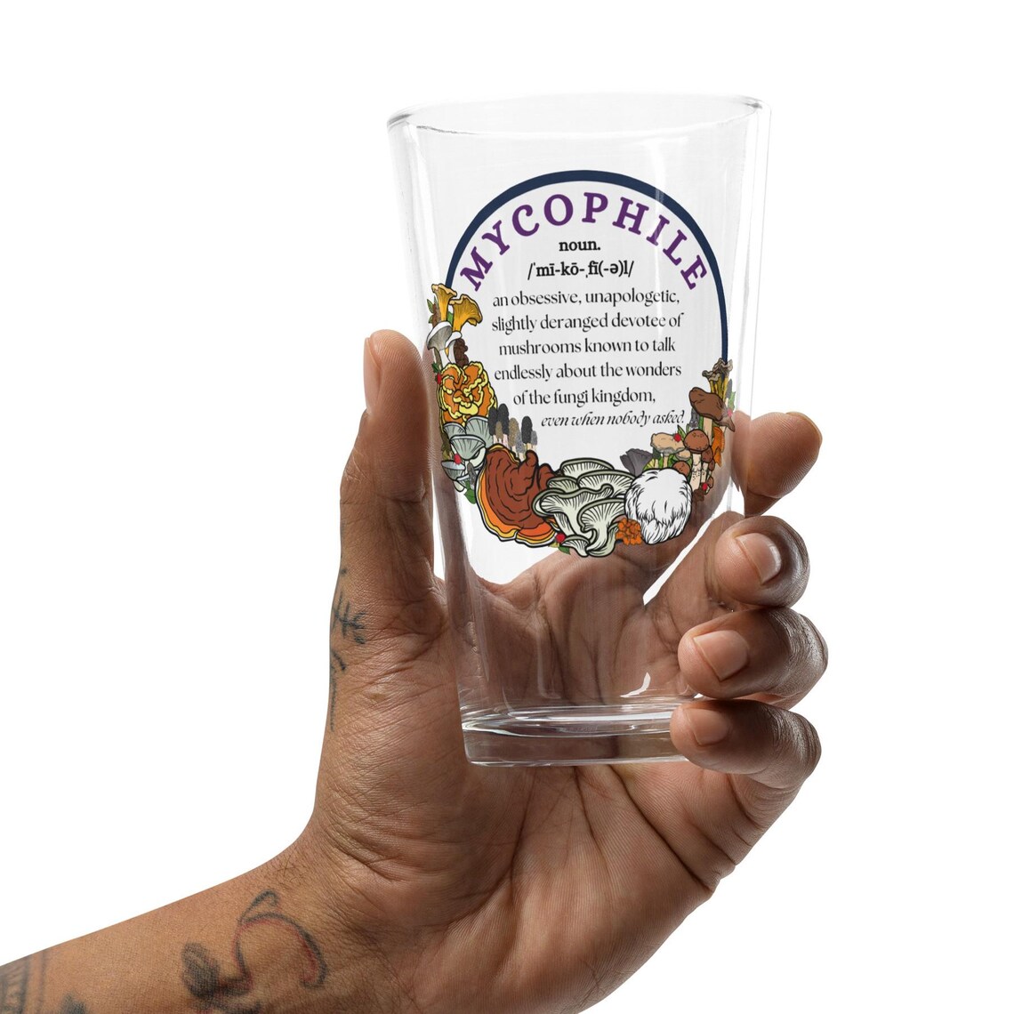 Mycophile Definition Pint Glass - Mushroom Lovers, Fungi Nerds ...