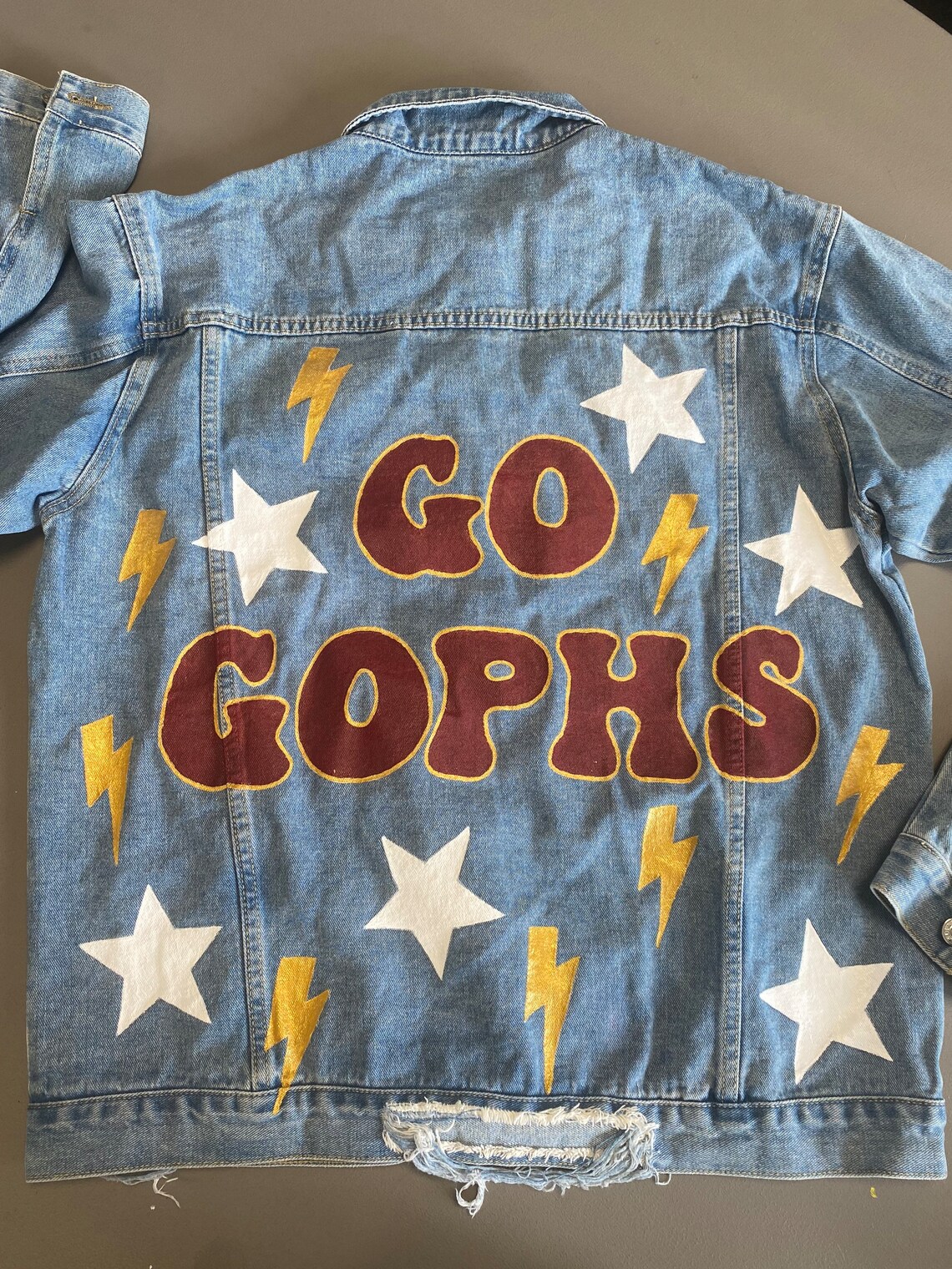 Hand Painted College Jean Jacket, Custom Denim Jacket, Team or School ...