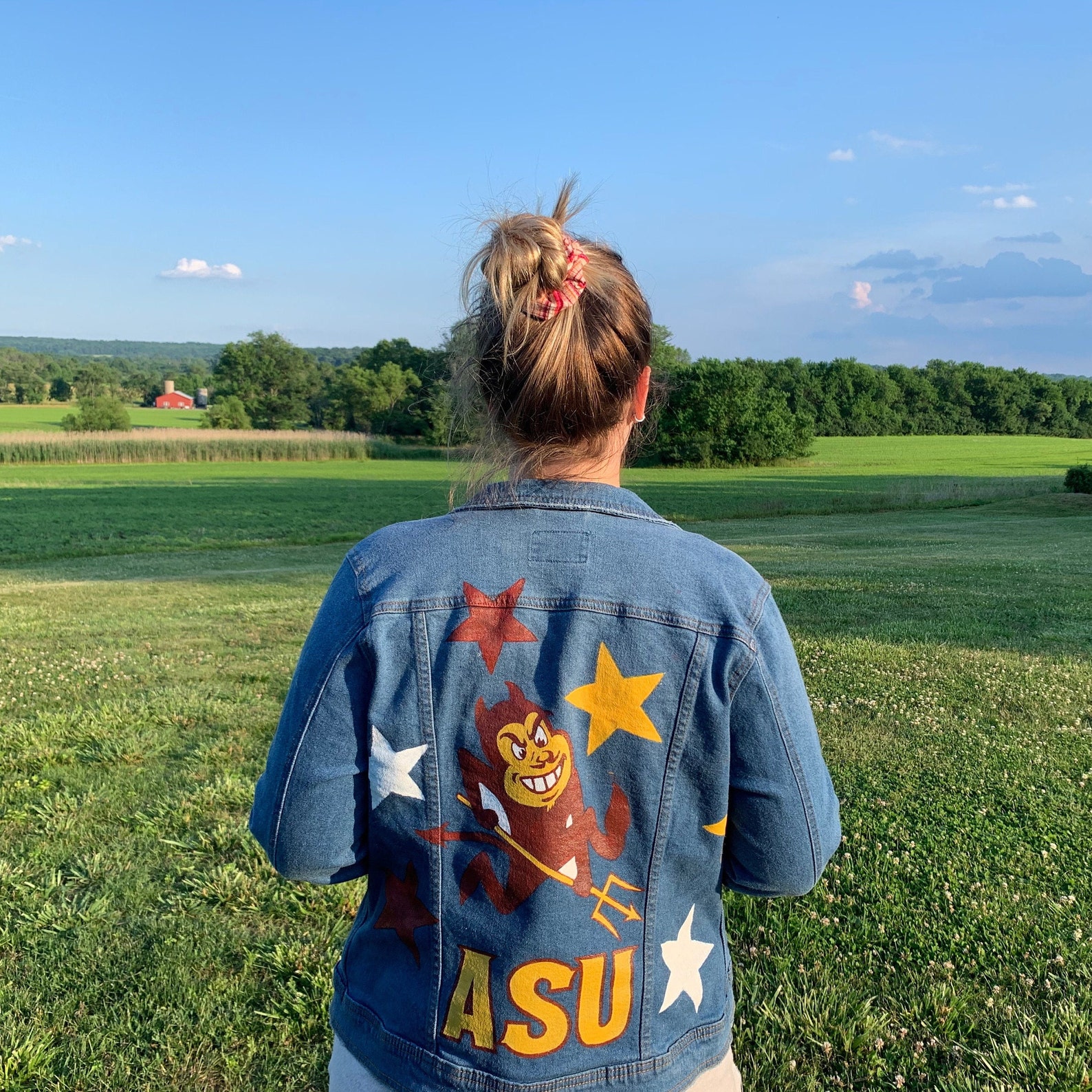 Hand Painted College Jean Jacket, Custom Denim Jacket, Team or School ...